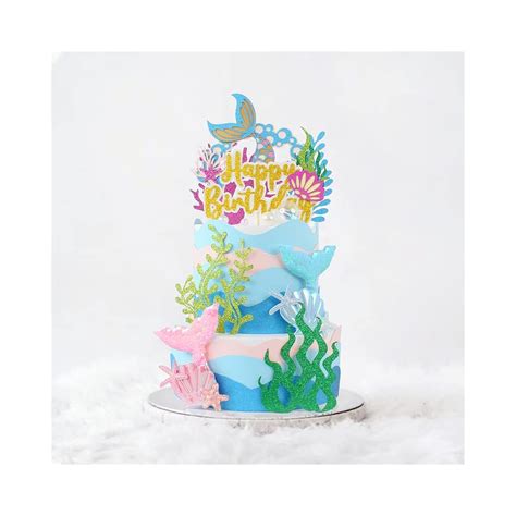 Ercadio 9 Pcs Mermaid Theme Cake Toppers Glitter India Ubuy