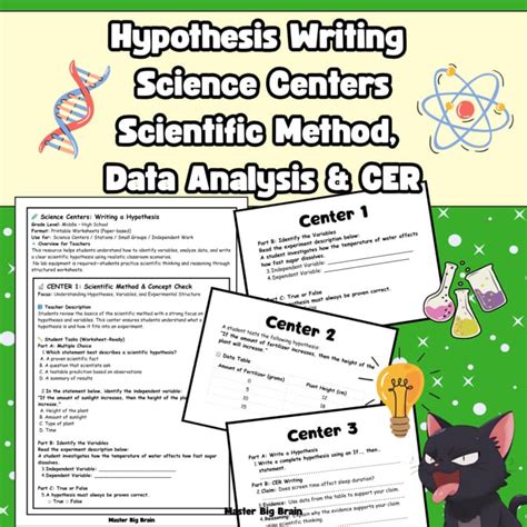 Hypothesis Writing Science Centers Scientific Method Data Analysis And Cer