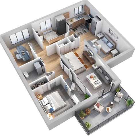Modern Apartment Floor Plan With Balcony Premium Ai Generated Image