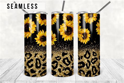 Sunflowers Sublimation Tumbler Designs Glitter Leopard 20oz Skinny By