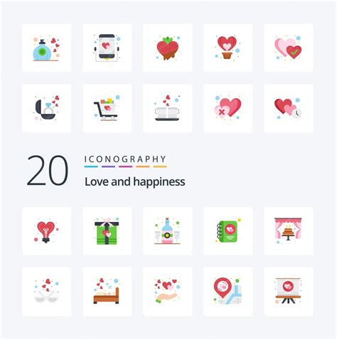 Free Vector 20 Love Flat Color Icon Pack Like Arch Writing Bottle Love Diary