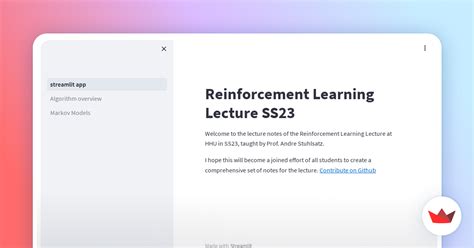 Reinforcement Learning Lecture Notes