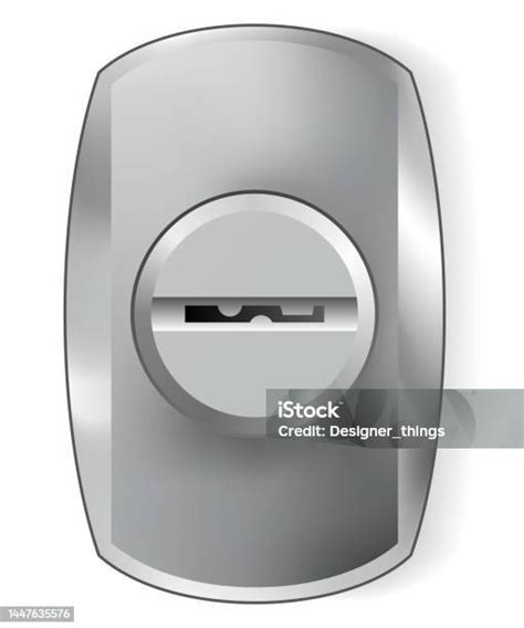 금속 또는 강철 보안 열쇠 구멍 도어 잠금 장치 템플릿에 대한 요소 흰색 배경에 격리된 현실적인 은색 또는 크롬 열쇠 구멍 모형 0명에 대한 스톡 벡터 아트 및 기타 이미지