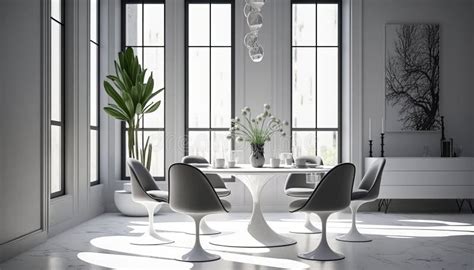 Mock Up Interior Of A Light Dining Room Modern Minimalist Architecture