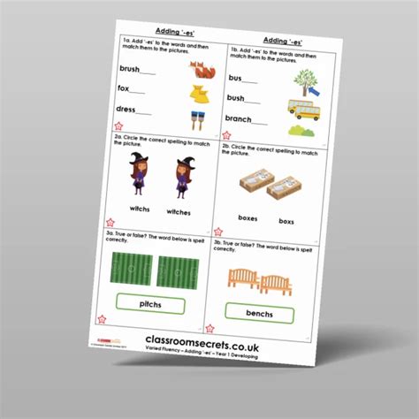 Year 1 Adding Es Varied Fluency Resource Classroom Secrets