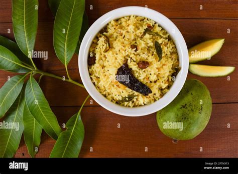 Delicious Mango Rice Or Mamidikaya Pulihora Homemade Prepared During