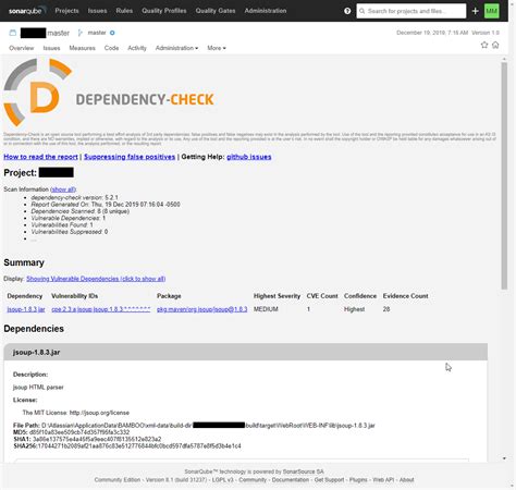 dependency check html report not displaying in sonarqube 8 1 0 31237