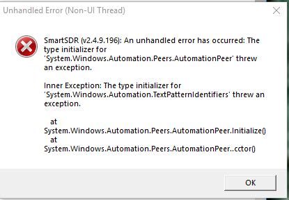 Smart SDR Will Not Start Has Unhandled Error Code FlexRadio Community