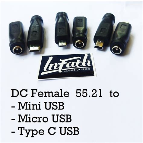 Jual InFath Konverter Adapter DC 5521 To Ke Mini Micro Type C USB Female To Male DC Sambungan