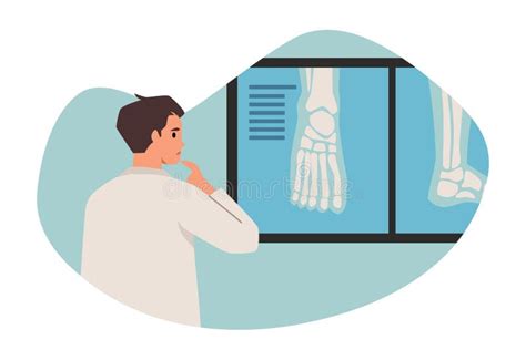Médico Ortopédico Mirando La Ilustración Vectorial De Xrays En Blanco