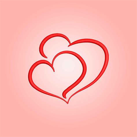 Pair Of Two Valentines Day Hearts Embroidery Design Files