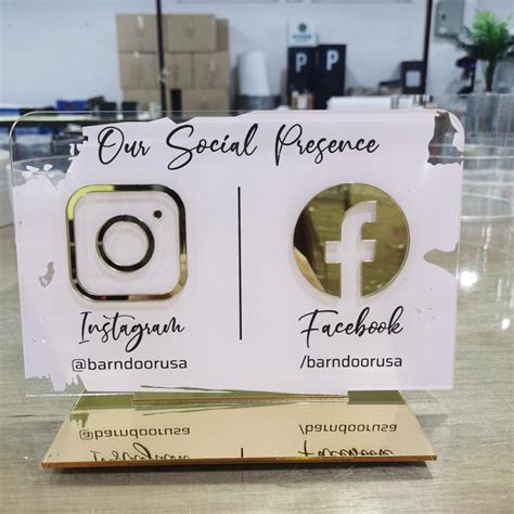 Social Media Sign Two Plaques Qr Code Business Social Media Sign