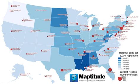 Maptitude Map Hospital Beds Capita Oct 2016