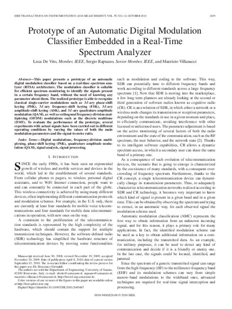 Pdf Prototype Of An Automatic Digital Modulation Classifier Embedded