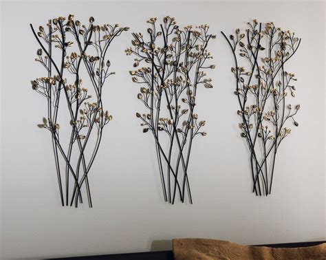 Set Of 3 Tree Branch Bundles Iron Metal Wall Art 25 New Ebay