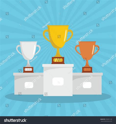 Competition Winners Podium Gold Silver Bronze Stock Vector Royalty