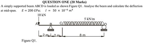 Solved Question One 20 Marks A Simply Supported Beam Abcd Is Loaded