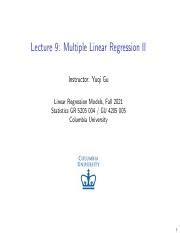 Lecture9 10 Annotated Pdf Lecture 9 Multiple Linear Regression II