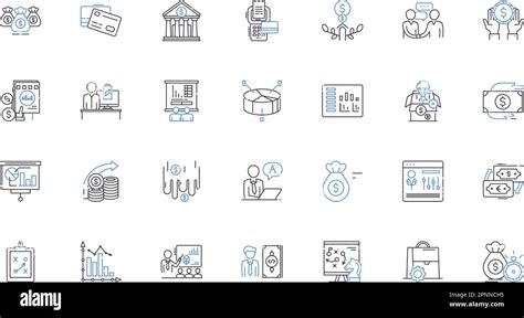 Investment Community Line Icons Collection Stocks Bonds Mutual Funds Portfolio