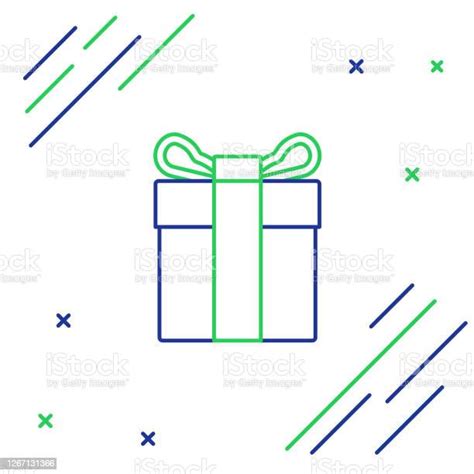 흰색 배경에 격리 된 파란색과 녹색 선 기프트 박스 아이콘 다채로운 개요 개념 벡터 일러스트레이션 공휴일에 대한 스톡 벡터 아트 및 기타 이미지 Istock
