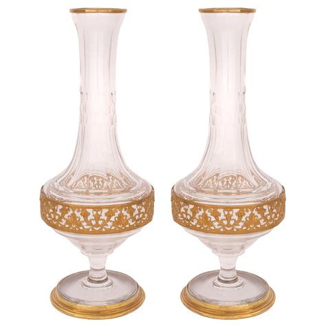 Paar Vasen Aus Kristall Und Goldbronze Im Louis Xvi Stil Des Sp Ten