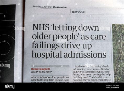 Nhs Letting Down Older People As Care Failings Drive Up Hospital