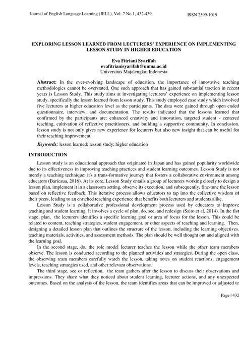 pdf exploring lesson learned from lecturers experience on