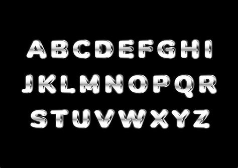 실버 샤이니 둥근 굵은 알파벳 세트 프리미엄 벡터