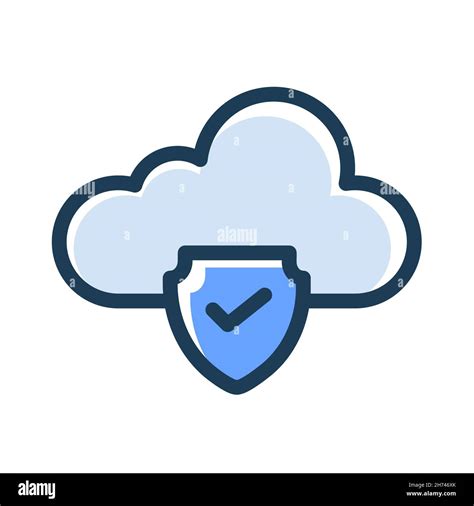 Cloud Shield Security Verified And Secured Single Isolated Icon With Dash Or Dashed Line Style