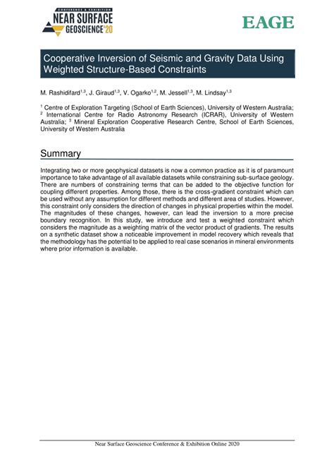Pdf Cooperative Inversion Of Seismic And Gravity Data Using Weighted Structure Based Constraints