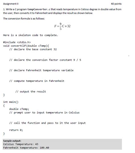 Solved Assignment II Points Write A C Program Chegg
