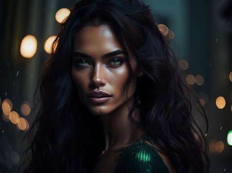 Premium Ai Image Beautiful Woman With Black Hair And Blue Eyes