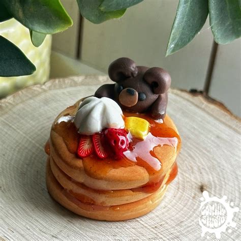 Strawberry Maple Munchkin The Bear Polymer Clay Desk Friend Etsy