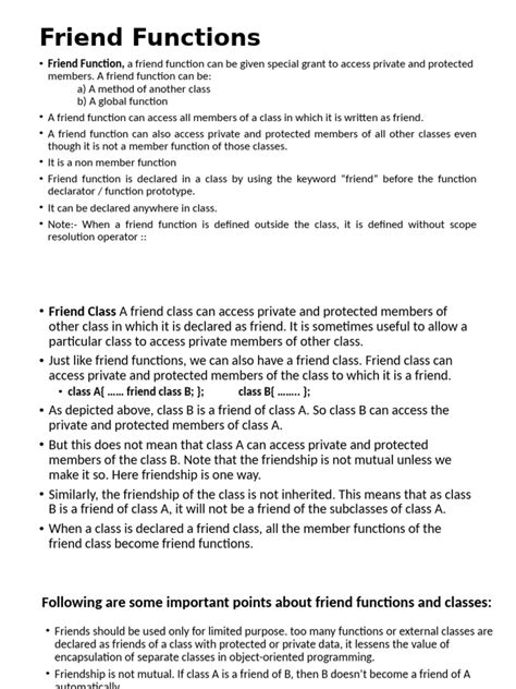 Ooplecturefriend Functions And Friend Classes Pdf