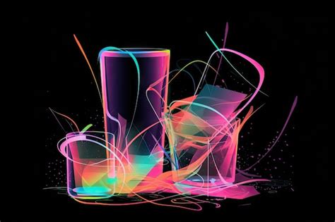 Premium Ai Image Abstract Beverage Art Design Featuring Pastel And Neon Hues Created With