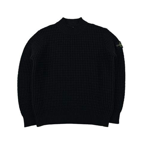 Stone Island 2024 Black Virgin Wool Knit Jumper Large Mats Island