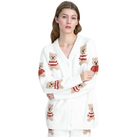 嫚熙孕妇睡衣秋冬产妇产后加厚月子服小熊款半边绒哺乳家居服套装虎窝淘