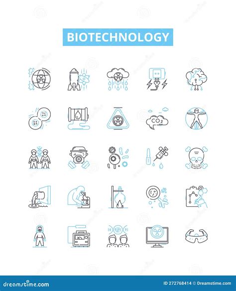Biotechnology Vector Line Icons Set Biotech Genetics Bioengineering