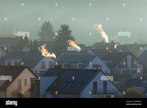 Symbolic Image Smoking Chimneys On Houses Fireplaces Gas Heating