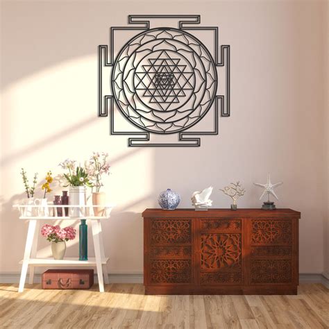 Sri Yantra Sacred Geometry Metal Wall Art Mandala Home Office Decor