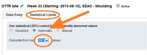 how to enable statistical control limits