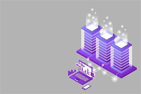 Cloudbased Hightech Data Storage Mainframe And Powered Server In Data Center Concept Vector