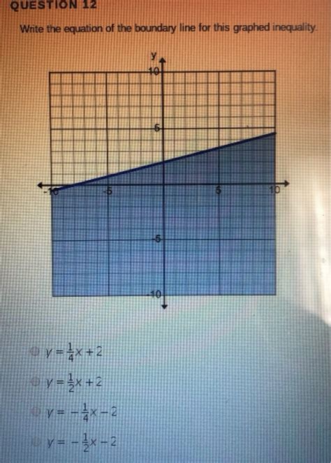 solved question 12 write the equation of the boundary line