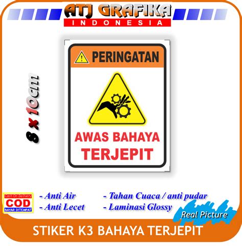 Stiker K3 Bahaya Terjepit Sticker Keselamatan Kerja Peringatan Mesin