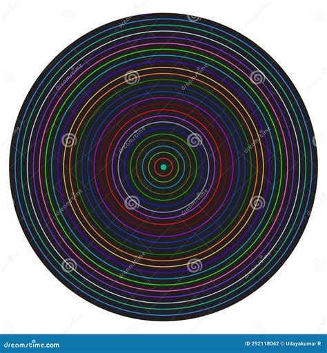 Abstract Graphic Spirals Circles Outline Circular Movement Radial Dynamic Multi Color Outline