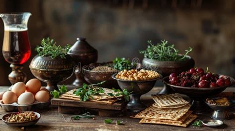 Handcrafted Passover Seder Plate With Matzah Wine Eggs And
