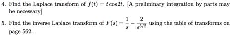 solved 4 find the laplace transform of f t t cos 2t a