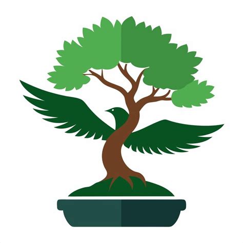 Premium Vector A Green Tree With A Bird On It