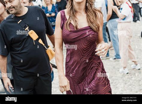 Elisabetta Canalis Outside Alberta Ferretti Show During Milan Fashion