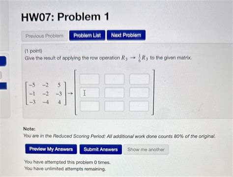 Solved Point Give The Result Of Applying The Row Chegg